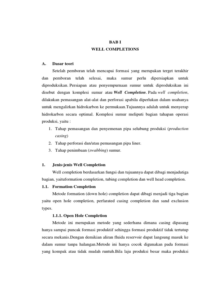 Jenis dan Metode Well Completion | PDF
