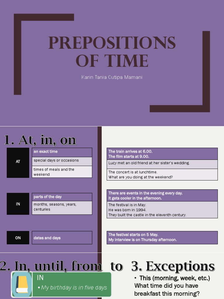Prepositions of Time | PDF