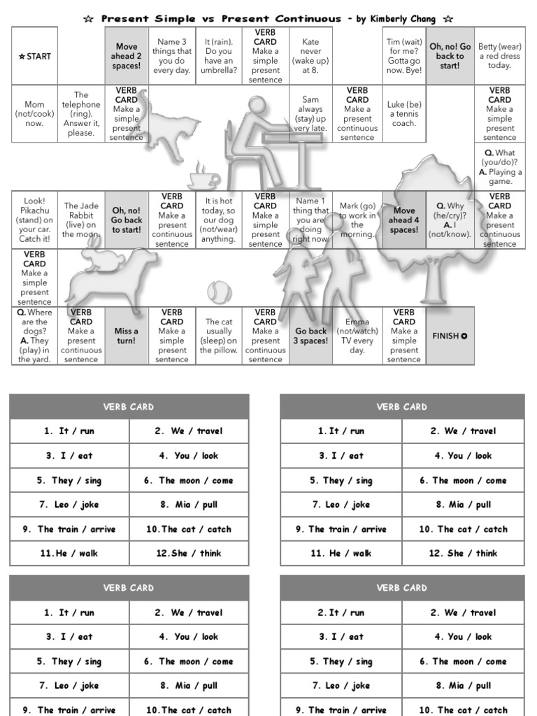 Present Simple Vs Continuous Boardgame | PDF