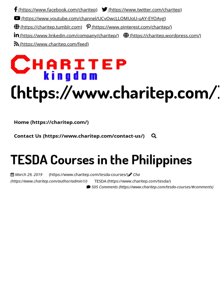 TESDA Courses Offered in The Philippines 2019 (Complete List) | PDF ...