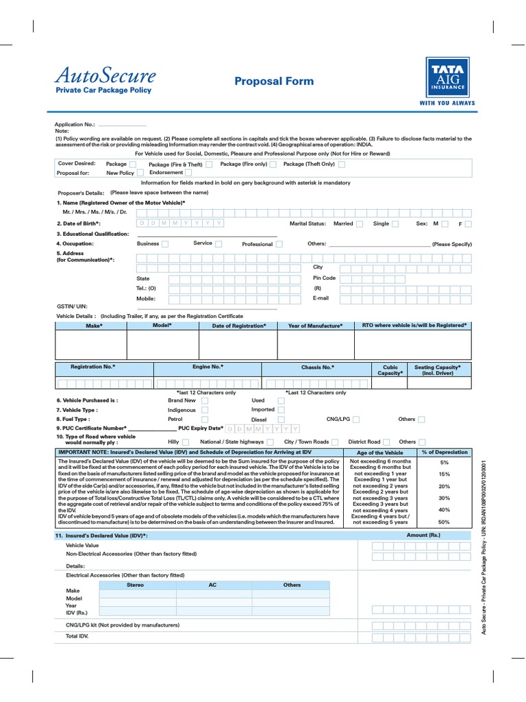 Auto Secure Private Car Package Policy | PDF | Insurance | Deductible