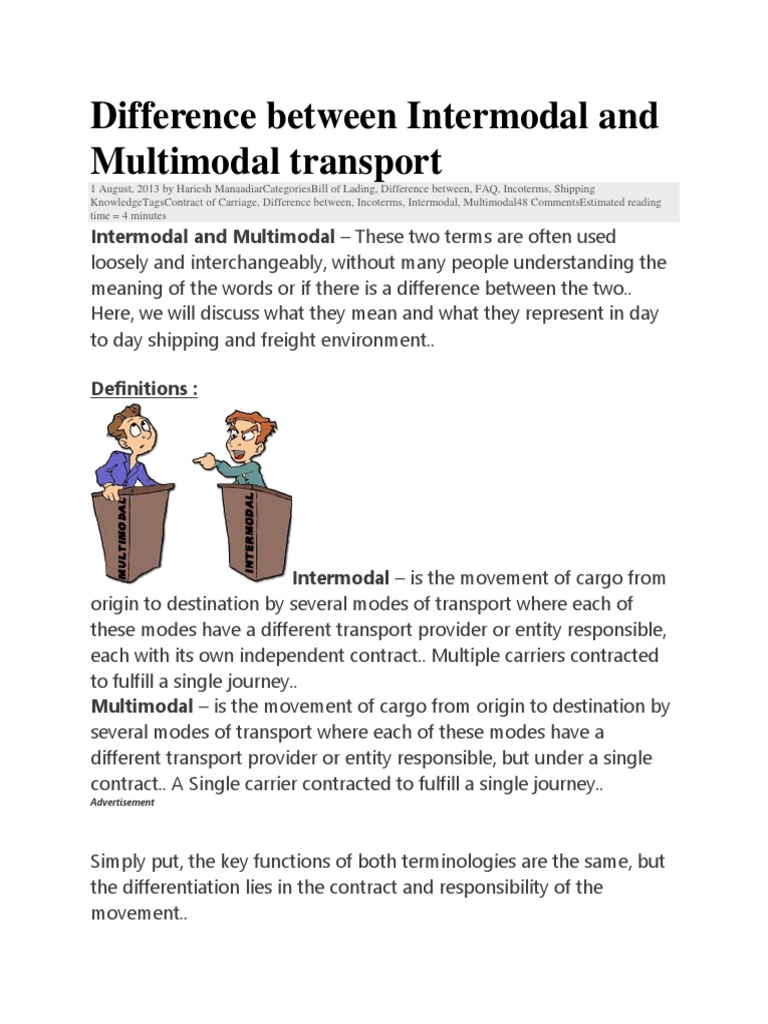 Difference Between Intermodal and Multimodal Transport | PDF | Services ...