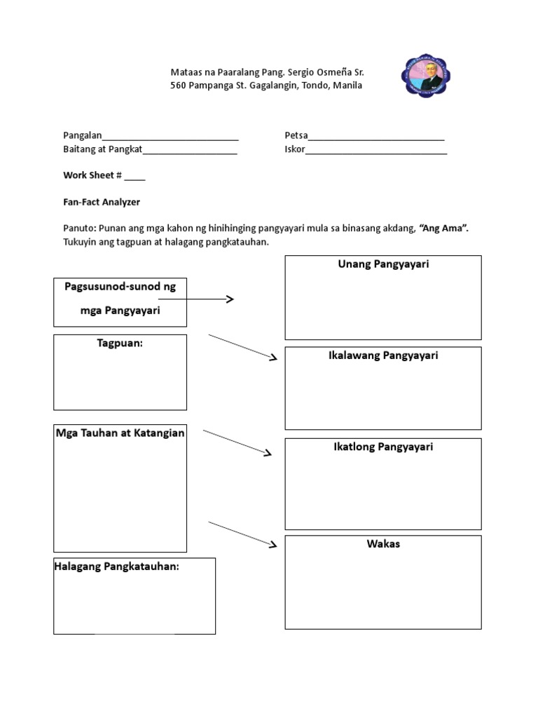 Activity Sheet Filipino 9 2019 | PDF