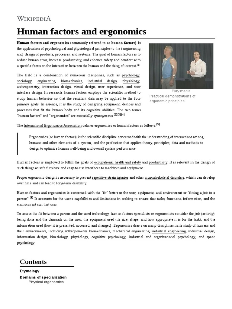 Human Factors and Ergonomics | PDF | Human Factors And Ergonomics ...