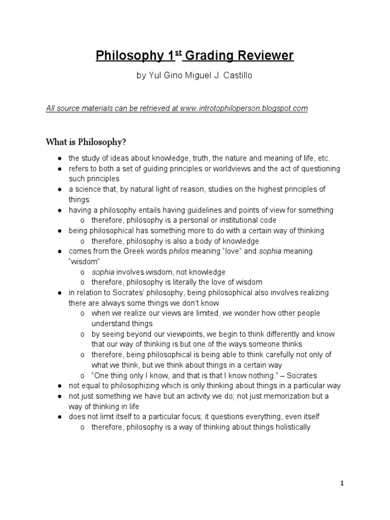 Philosophy Grading Reviewer Guide | PDF | Argument | Epistemology