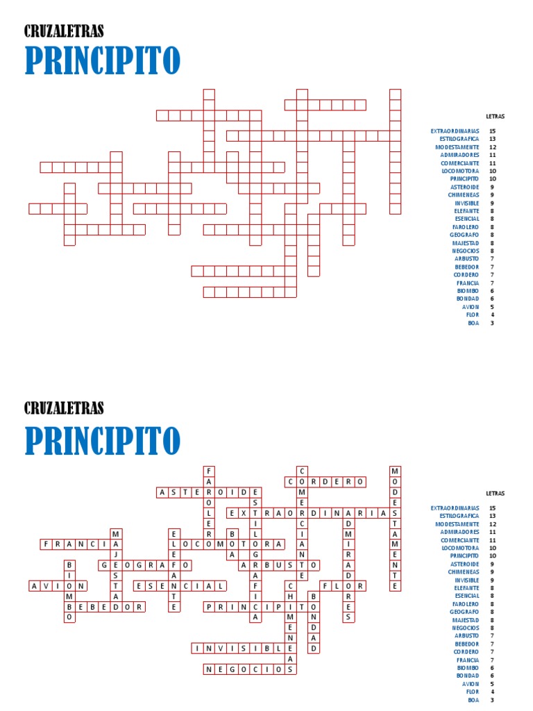 Juego Educativo CRUZALETRAS - Basado en La Novela EL PRINCIPITO | PDF