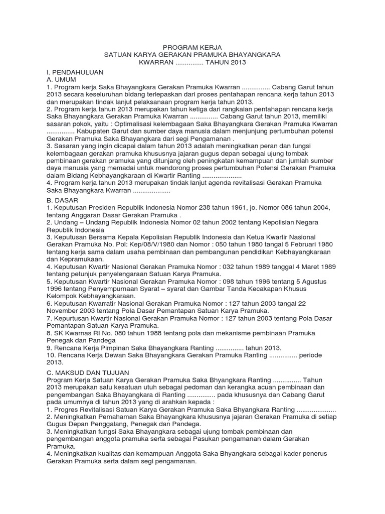 Program Kerja Saka Bhayangkara 2013 | PDF | Bisnis