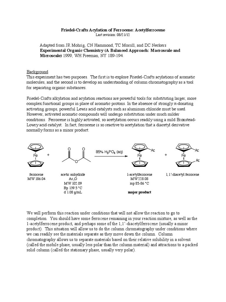 Acetylferrocene Synthesis via Acylation | PDF | Thin Layer ...