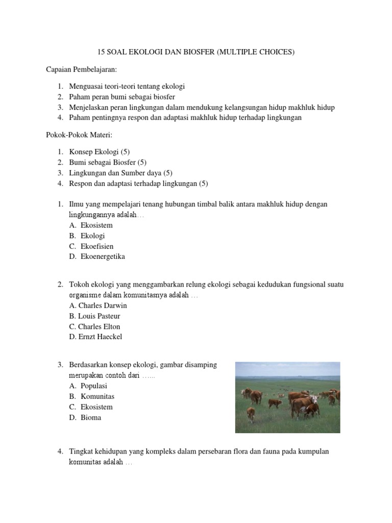 Soal Ekologi Dan Biosfer | PDF
