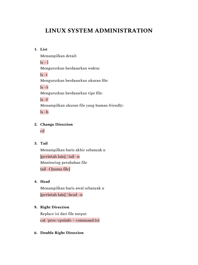 Linux System Administration: 1. List | PDF | Computer Data | Computing