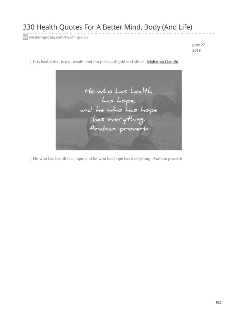330 Health Quotes For A Better Mind Body and Life | PDF | Health Care ...
