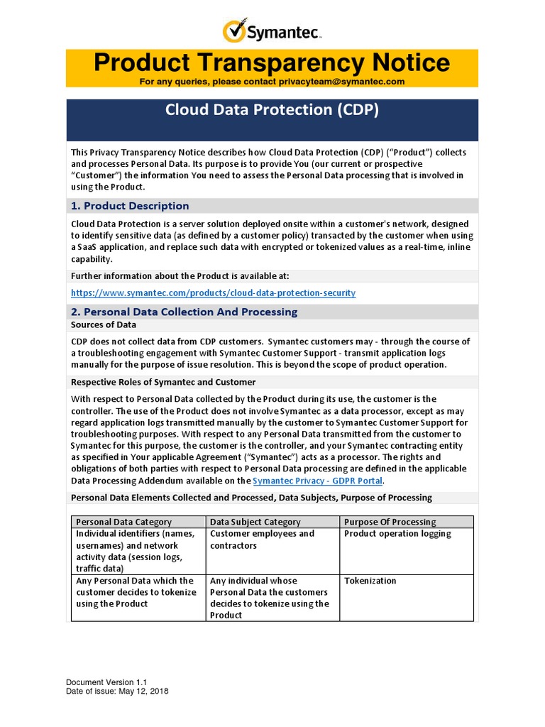Cloud Data Protection Privacy Notice | PDF | Personally Identifiable ...