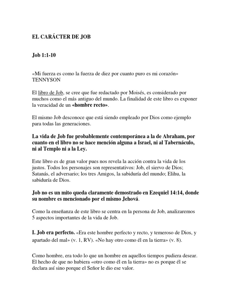 El Carácter de Job | Descargar gratis PDF | Libro de trabajo | Satán