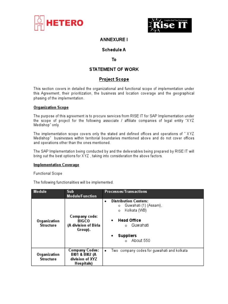 Implementation Scope and Functional Coverage for SAP Project at XYZ ...