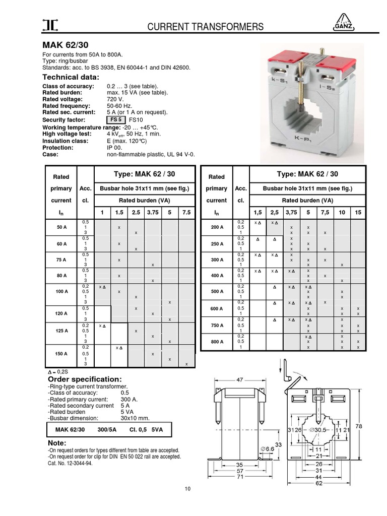 Current Transformers: Technical Data | PDF | Components | Electricity
