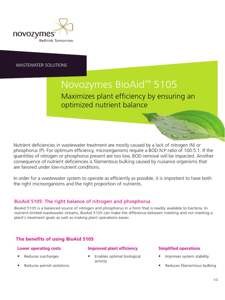 BioAid 5105 Benefit Sheet en A4 | PDF | Sewage Treatment ...