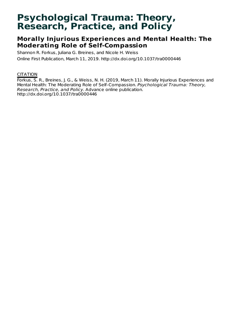 Morally Injurious Experiences and Mental Health The Moderating Role of ...