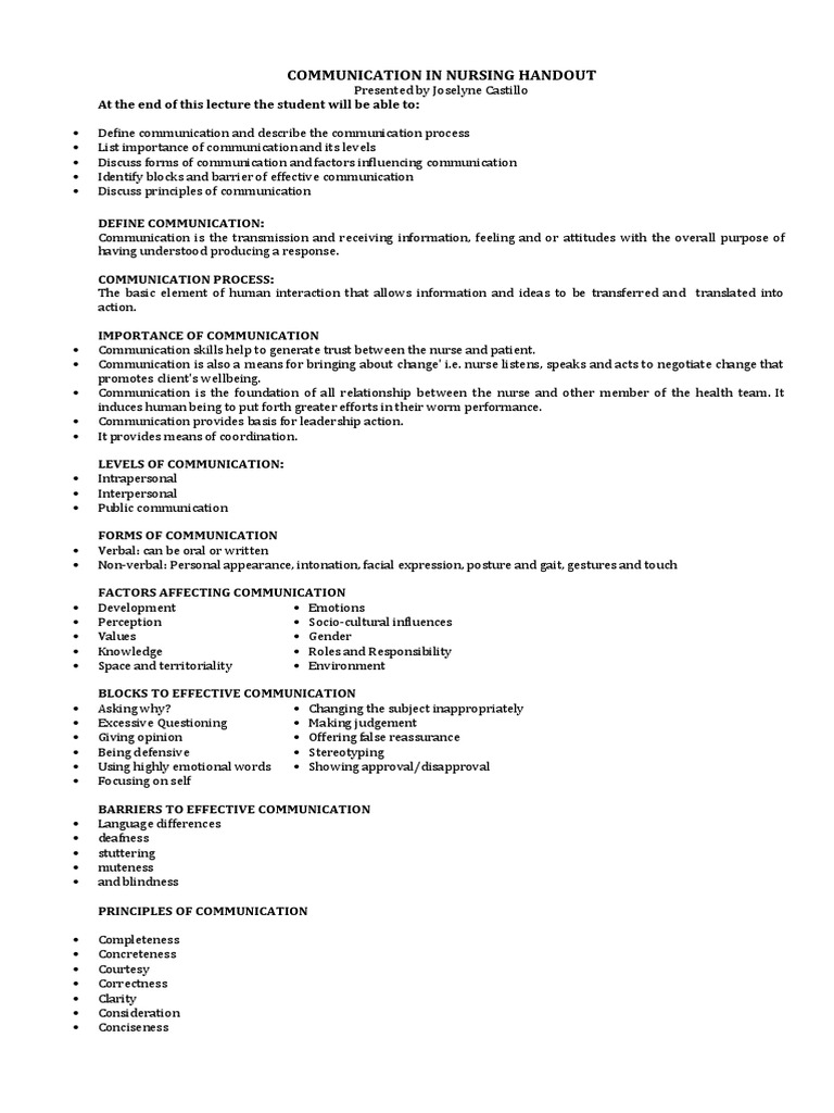 Effective Communication in Nursing | PDF | Social Psychology | Action ...