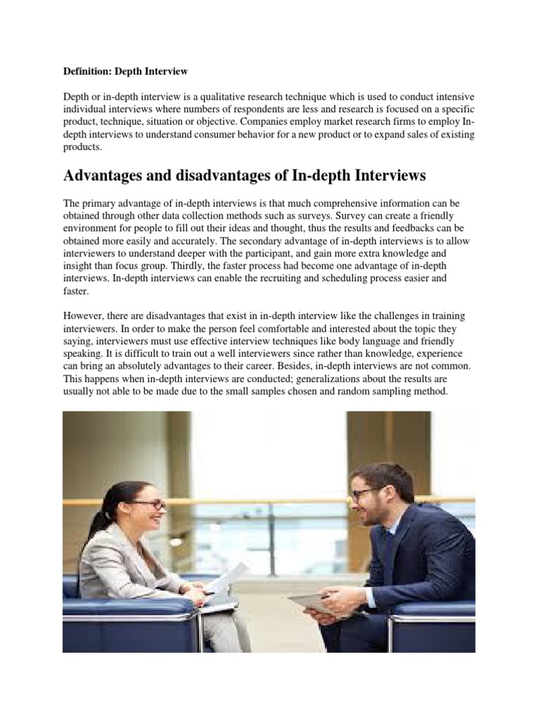 Advantages and Disadvantages of In-Depth Interviews | PDF | Interview ...