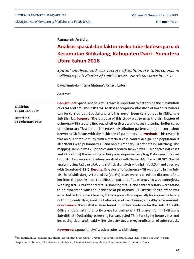 Analisis Spasial Dan Faktor Risiko Tuberkulosis Paru Di Kecamatan ...