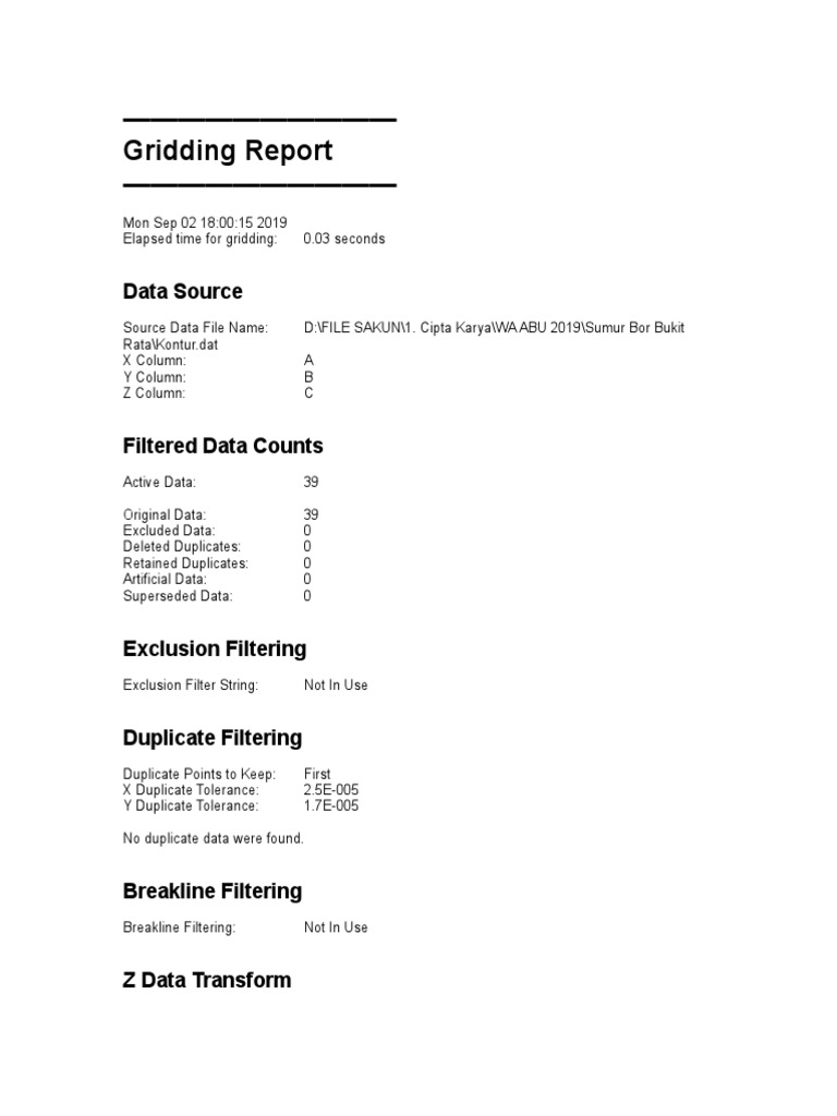 Gridding Data Analysis Report | PDF | Mean | Median