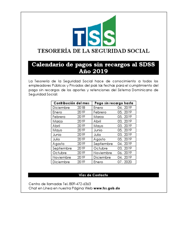 Calendario de Pago TSS 2019 PDF | PDF