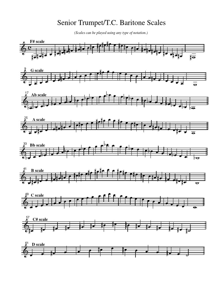 Senior All State Scales Trumpet | PDF | Music Theory | Elements Of Music