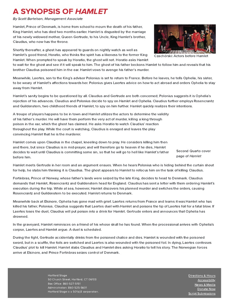A Synopsis of Hamlet - Hartford Stage133421 | PDF | Hamlet | Plays ...