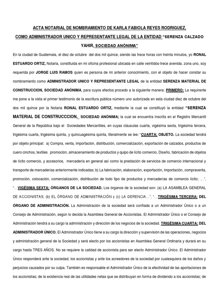 Nombramiento Administrador Unico-1 | PDF | Comercio | Gobierno