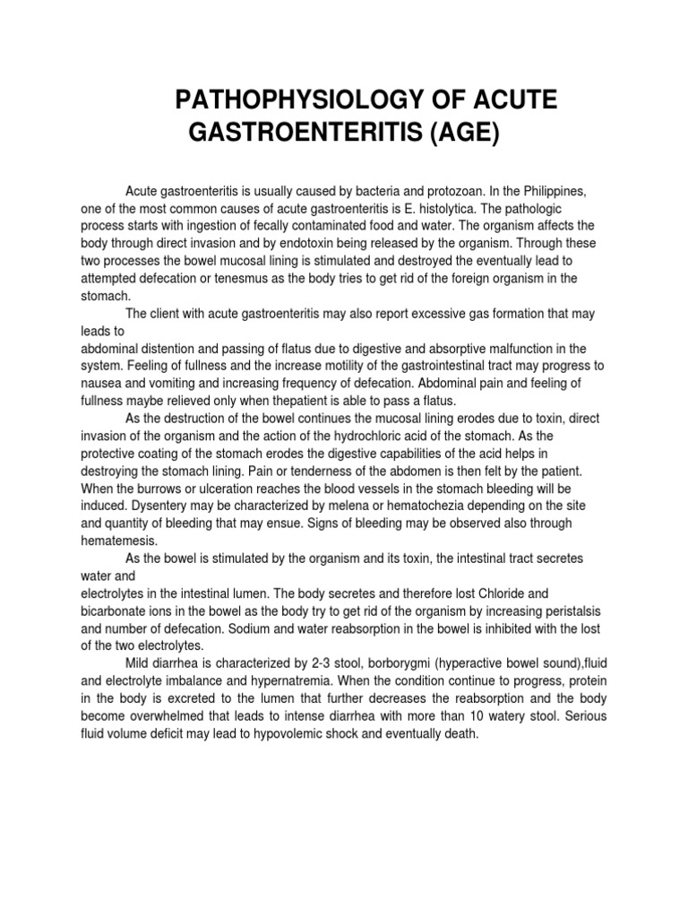 Pathophysiology of Acute Gastroenteritis | PDF | Gastrointestinal Tract ...