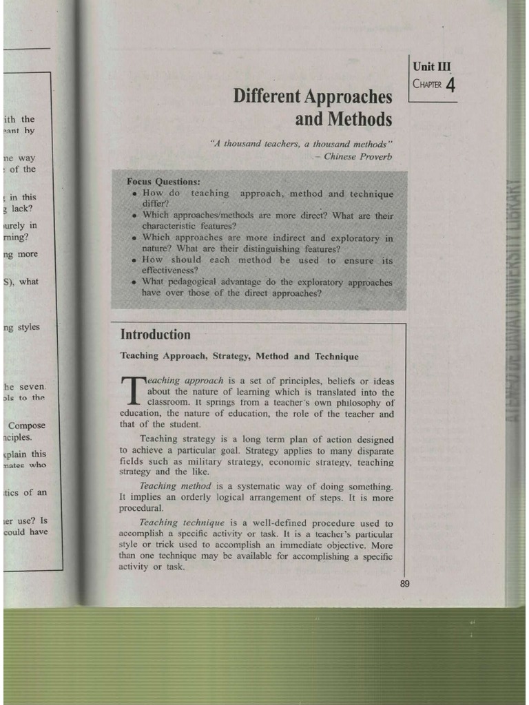 Different Approaches and Methods | PDF