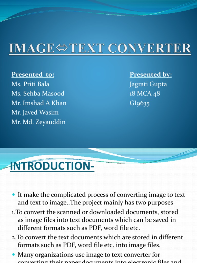 Image to Text Conversion System | PDF | File Format | Text File