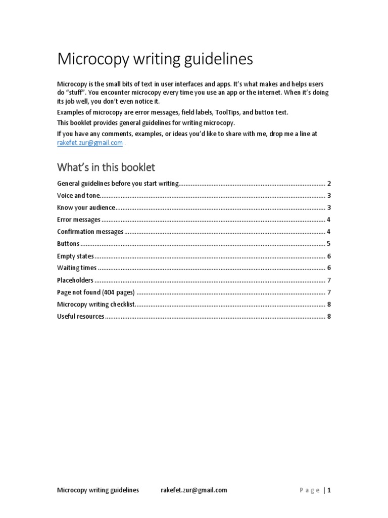 Microcopy and UX Writing Quick Tips | PDF | Narration | Mobile App