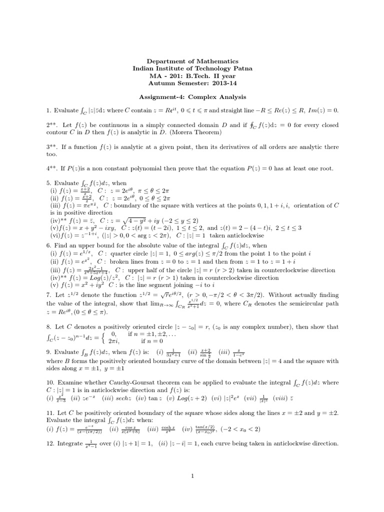 Assignment | PDF | Analytic Function | Power Series