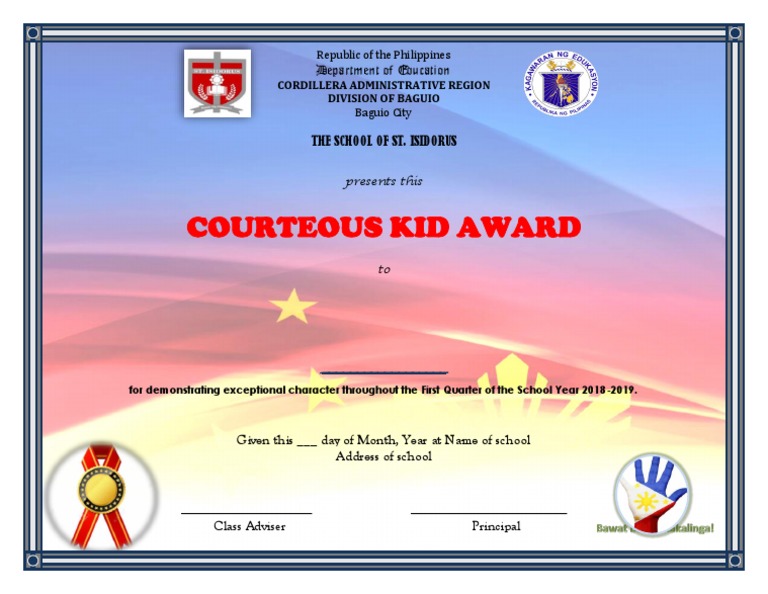 Courteous Kid Award: Department of Education | PDF