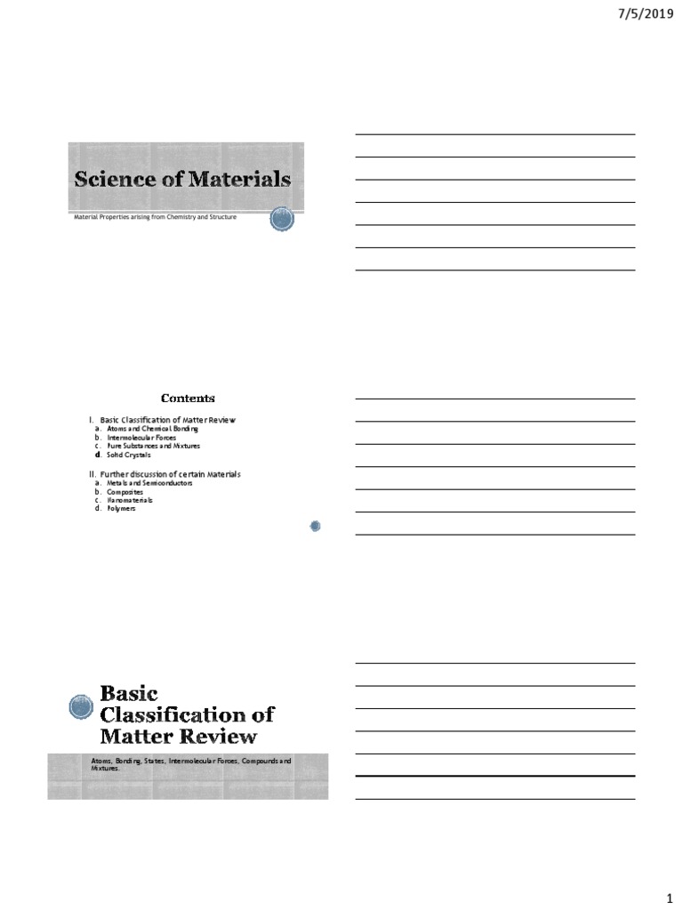 Science of Materials Handouts v1 | PDF | Polymers | Carbon