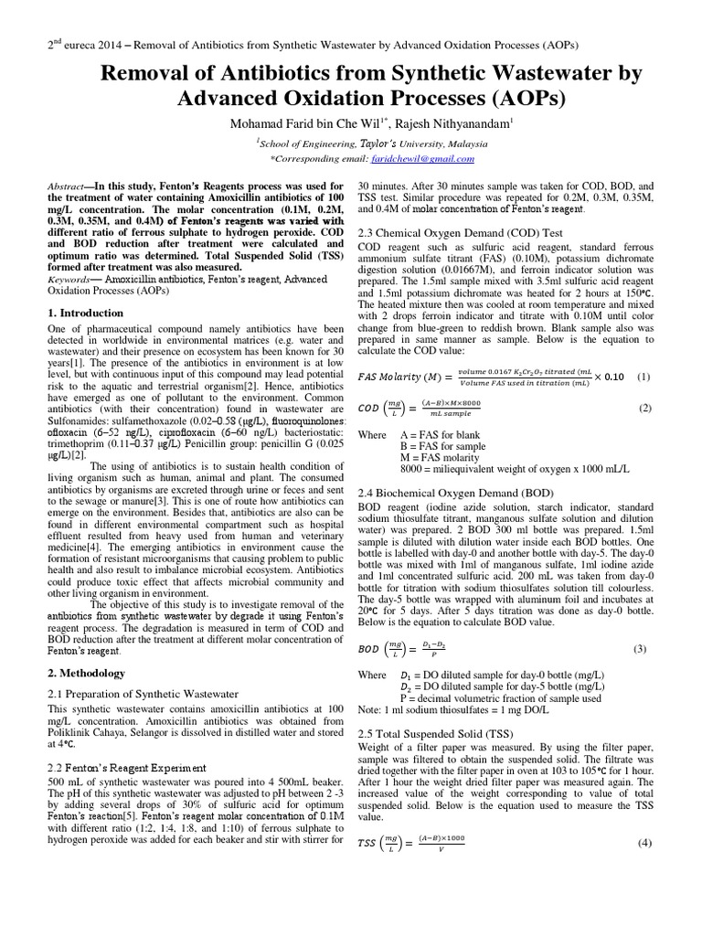 Fenton Process | PDF | Chemistry | Chemical Compounds