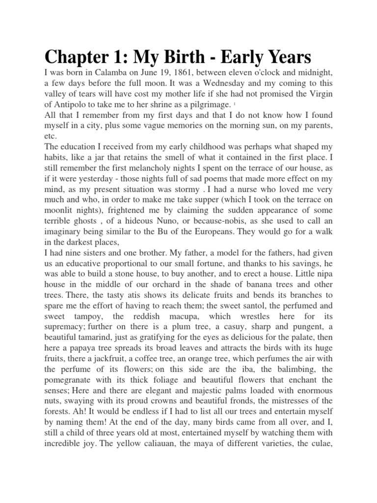 Chapter 1: My Birth - Early Years | PDF | Poetry | Classics