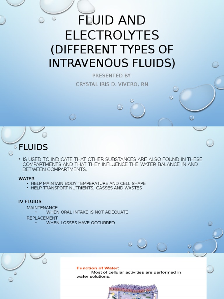 Types of Intravenous Fluids Explained | PDF | Electrolyte | Saline ...