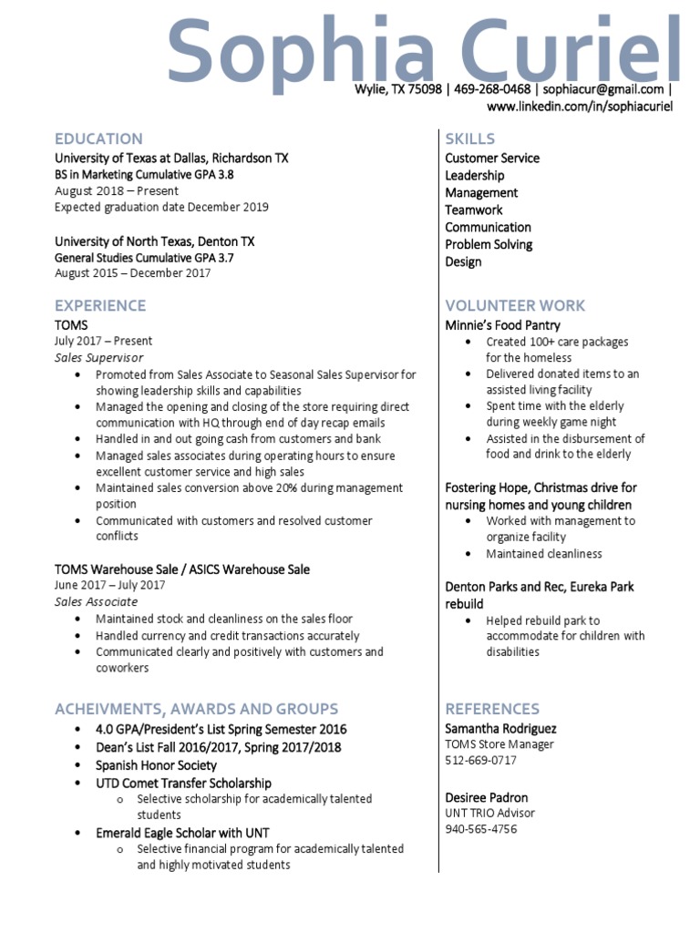 Sophia Curiel Resume Spring 2019 | PDF | Economies | Business