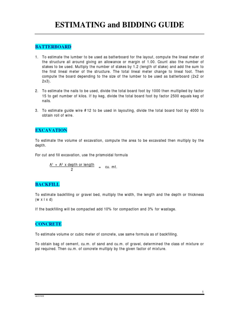 Estimating Guide | PDF | Framing (Construction) | Building Materials