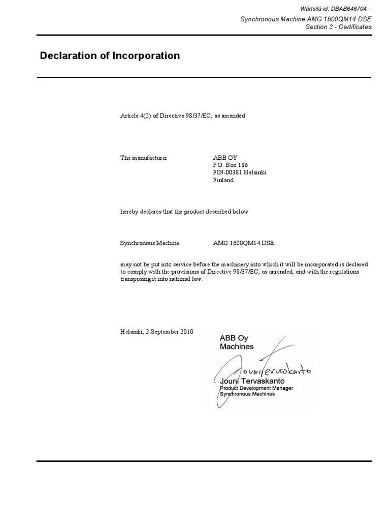 Declaration of Incorporation | PDF