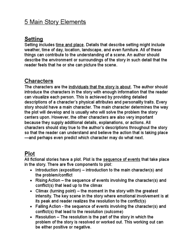 Elements of A Story | PDF | Plot (Narrative) | Cognitive Science