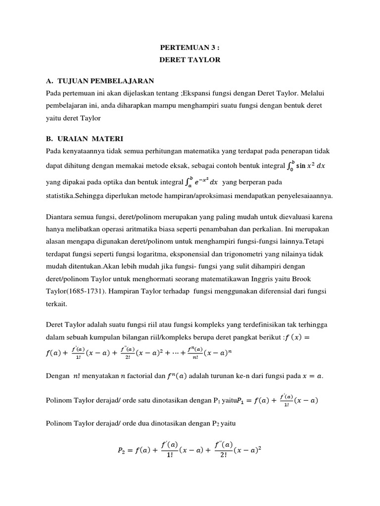 Ekspansi Fungsi dengan Deret Taylor | PDF
