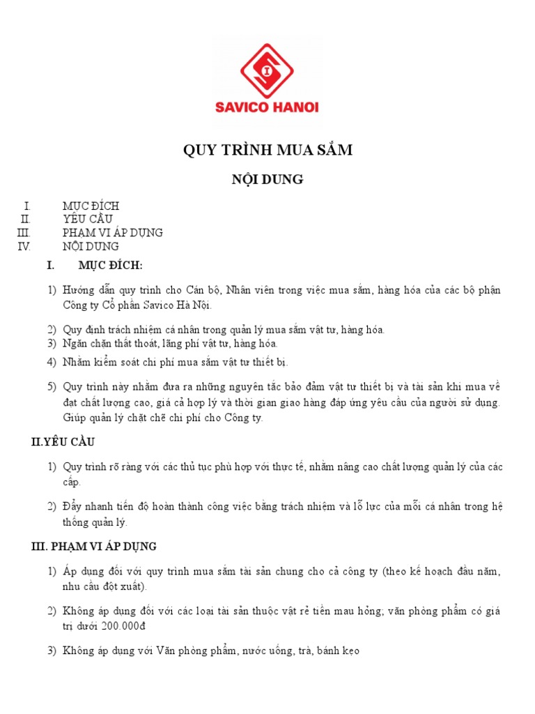 Quy Trình Mua Sắm-QLTS | PDF