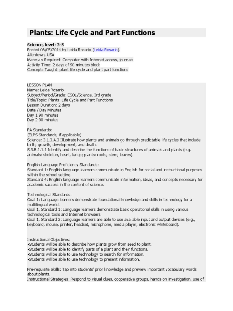 Lesson Plan in Science Level 3-5 | PDF | Information | Vocabulary