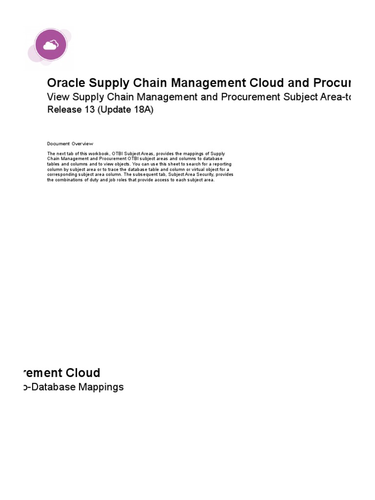 Rel13.18A SCM and PRC OTBI Database Mapping With ViewObjects | PDF | Oracle Database | Databases