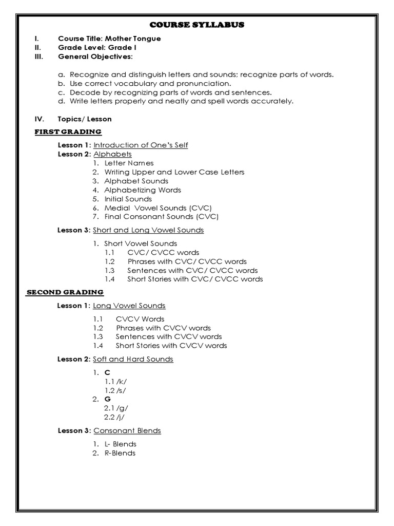 A Comprehensive Guide to Teaching Mother Tongue to Grade School Students Through Four Grading ...