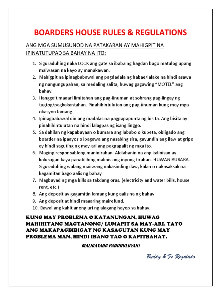 Boarders House Rules | PDF