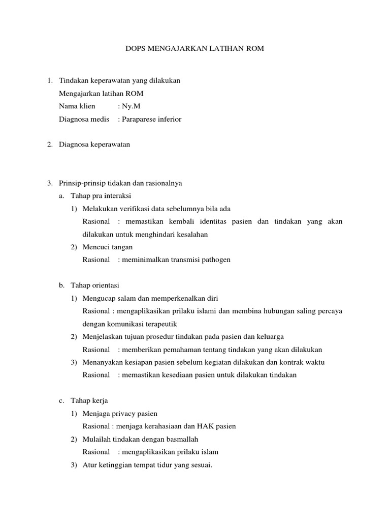 Latihan ROM untuk Paraparese Inferior | PDF